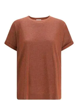 Brunello Cucinelli BRUNELLO CUCINELLI Cashmere Glitter T-Shirt Red