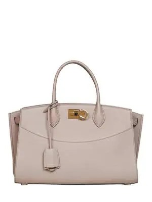 FERRAGAMO Warm Taupe New Studio Soft Bag Handbag - Multicolor
