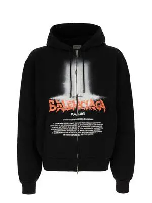 Balenciaga Full Zip Hooded Sweatshirt - Multicolor