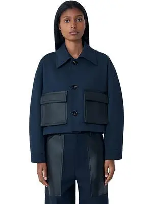 Bottega Veneta Compact Wool And Cotton Twill Jacket - Blue