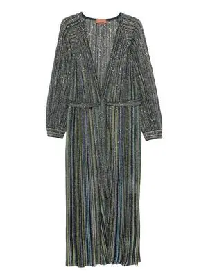 Missoni MISSONI Vertical Stripe V-Neck Cardigan Blue