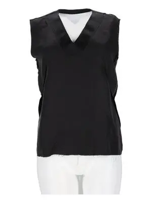 MAISON MARGIELA Silk Sleeveless Blouse - Black