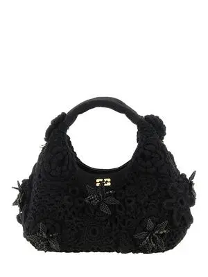 GANNI Mini Hobo Crochet' Handbag - Black