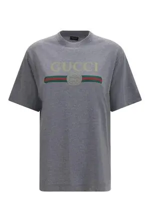 Gucci Cotton And Silk Jersey Printed T-shirt - Gray