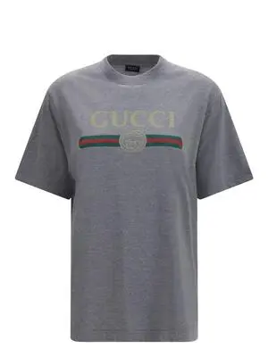 Gucci Cotton And Silk Jersey Printed T-shirt - Gray
