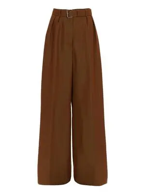 Dries Van Noten Tailored Belted Wide Leg Trousers - Brown