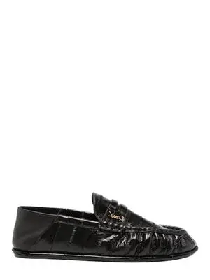 Saint Laurent Croc Effect Leather Loafers - Brown