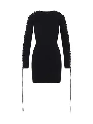 Balenciaga Lace-up Mini Dress - Black