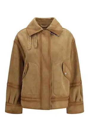 ERMANO SCERVINO Ermanno Scervino Suede Aviator Bomber Jacket - Brown