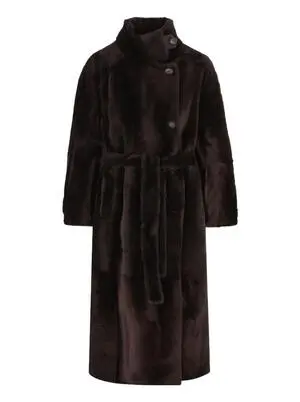 Brunello Cucinelli Belted Shearling Coat - Multicolor