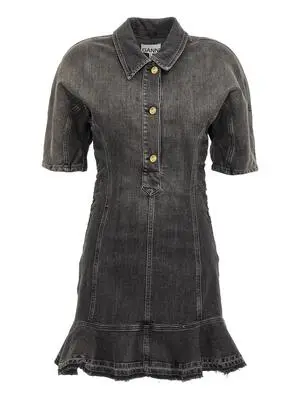GANNI Tint Edge Denim Dress - Black