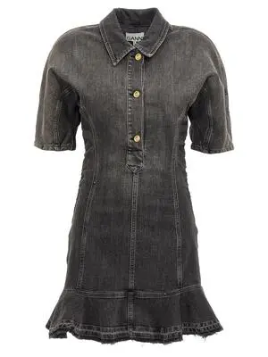 GANNI Tint Edge Denim Dress - Black