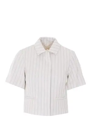 Max Mara Striped Short-sleeve Jacket - White