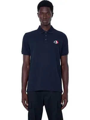 Moncler Polo Shirt With Embroidered Logo - Blue