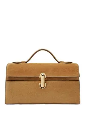 Savette Light Brown Suede Symmetry Pouch - Cream