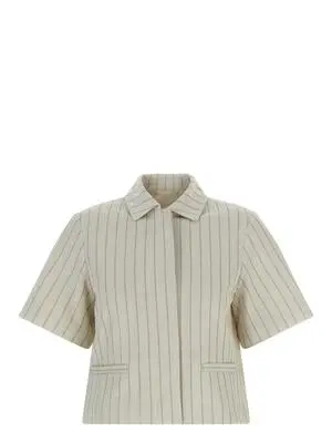 Max Mara Pinstripe Cotton Jersey Jacket Cream