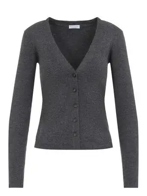 Brunello Cucinelli Lurex Cashmere Cardigan - Gray