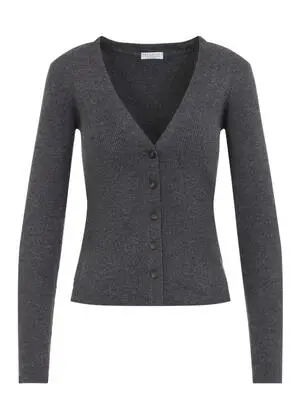 Brunello Cucinelli Lurex Cashmere Cardigan Gray