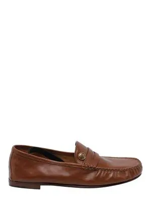 Versace Guanto Leather Loafers - Brown