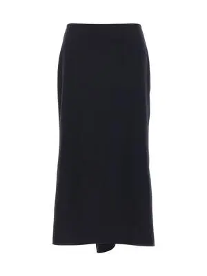 Victoria Beckham Wool Crêpe Kick Detail Skirt - Blue