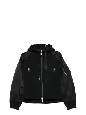 Sacai Paneled Zip-up Hooded Sweatshirt - Multicolor
