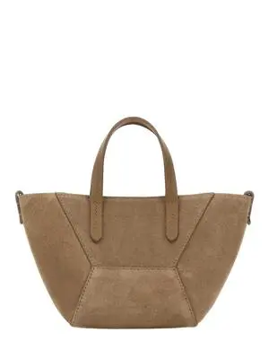 Brunello Cucinelli Biscuit Suede Handbag - Brown