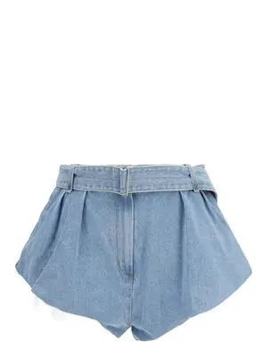 Magda Butrym Flared Denim Shorts With Undershorts - Blue
