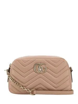 Gucci Nappa Leather Gg Marmont Crossbody Bag - Pink