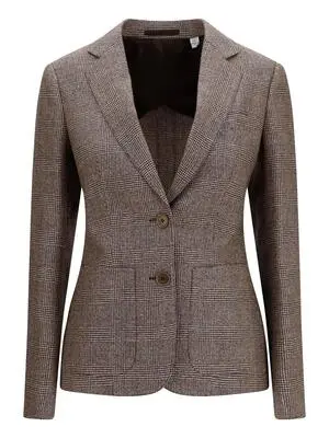 Burberry Single-breasted Wool And Linen Blazer - Brown