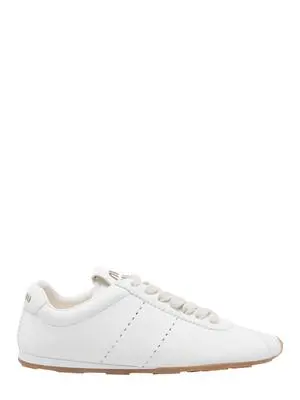 Miu Miu Plume Leather Sneakers - White