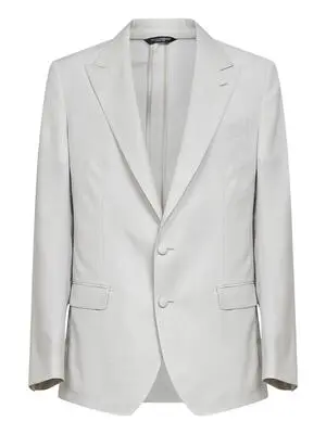 Dolce & Gabbana Beige Wool Poplin Single-breasted Blazer - Multicolor