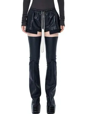 Rick Owens Leather Fog Boxers And Thigh-high Boots - Black