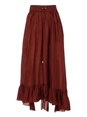 Zimmermann Silk Maxi Skirt - Red