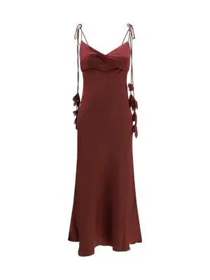 SELF-PORTRAIT Satin Flower Midi Dress - Multicolor
