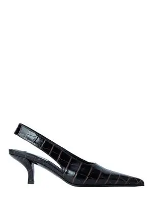 TOTEME Classic Croco-embossed Slingbacks - Black