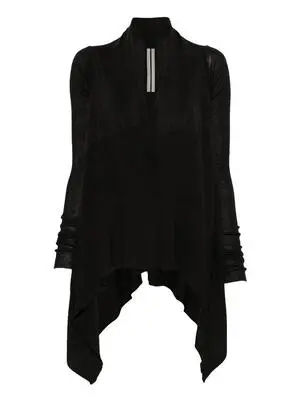 Rick Owens Virgin Wool Draped Cardigan - Black