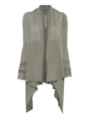 Rick Owens Rws Virgin Wool Ribbed Asymmetric Cardigan - Gray
