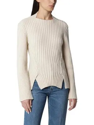 Victoria Beckham Ribbed Wool And Cashmere Sweater - Cream