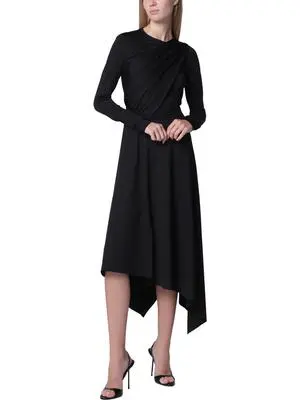 Victoria Beckham Asymmetric Draped Dress - Black