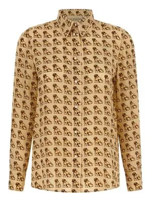 Valentino Garavani Petit Charles Print Silk Shirt - Cream