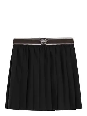 Versace Wool And Mohair Pleated Mini Skirt - Black