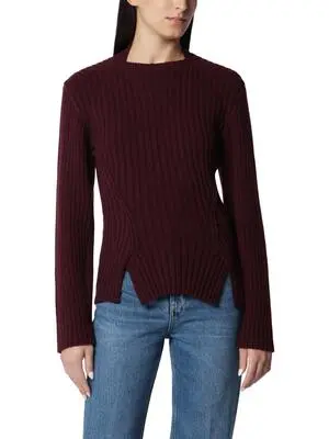 Victoria Beckham Victoria Beckham Ribbed Sweater In Dark Grey Wool And Cashmere Women Black