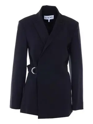 Loewe Wool Draped Jacket - Black