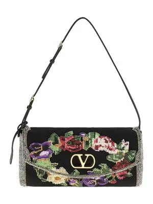 Valentino Garavani Small Devain Embroidered Shoulder Bag - Black