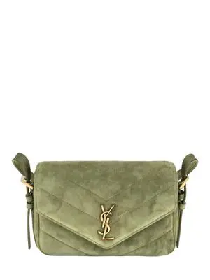 Saint Laurent Small Loulou Matelassé Suede Shoulder Bag - Green