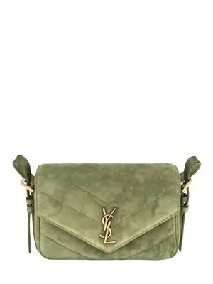 Saint Laurent Small Loulou Matelassé Suede Shoulder Bag - Green