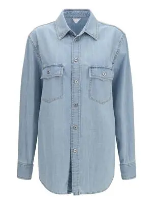 Bottega Veneta Bleached Oversize Denim Shirt - Blue
