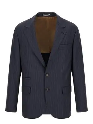 Brunello Cucinelli Pinstripe Batavia Blazer - Blue