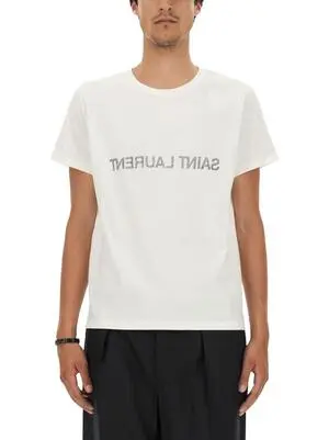 Saint Laurent Saint Laurent Men Inverted Logo T-Shirt White