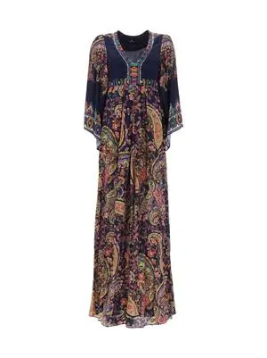 Etro Abito Lungo Con Stampa Paisley - Multicolor